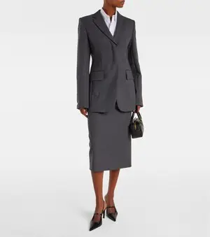 Sportmax Ranghi Virgin Wool Blazer - Grey