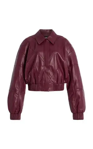 Burgundy Faux Leather Outerwear