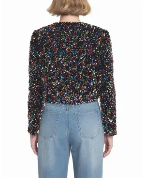 ELLE COLLECTION Sequin Cropped Jacket