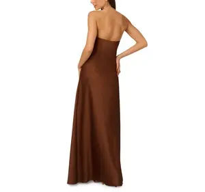 Adrianna Papell Stretch Satin Long Dress