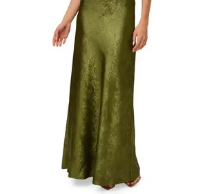 Adrianna Papell Foil Cowlneck Gown - Dark Olive