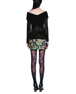 Anna Sui Velvet Mesh Off-the-shoulder Top