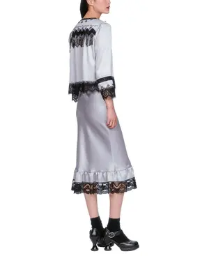 Anna Sui Midi Lace Trim Skirt