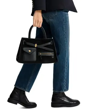Veronica Beard Cargo Medium Suede Leather Satchel