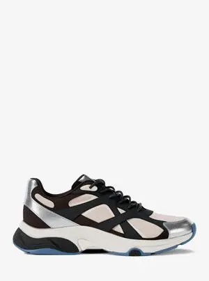 Michael Kors Leo Mixed-media Trainer - Brown
