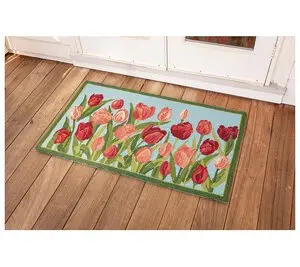 EVERGREEN 24x42 Pink Tulips Hooked Polypropylene Accent Rug - One-color