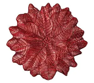 EVERGREEN 12'l Glass Poinsettia Serving Plate - One-color