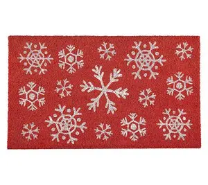 EVERGREEN Christmas Snowflake Coir Door Mat