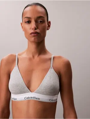 Calvin Klein Icon Cotton Modal Lightly Lined Triangle Bralette - Grey Heather