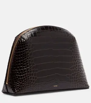 TOTEME Small Croc-effect Leather Pouch - Brown