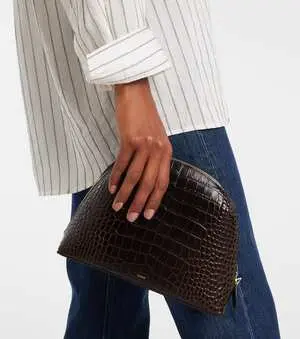 TOTEME Small Croc-effect Leather Pouch - Brown