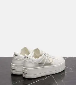 Prada Downtown Leather Platform Sneakers - White