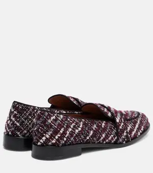 AQUAZZURA Martin Tweed Loafers Blackberry