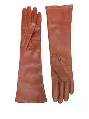 Max Mara Lambskin Leather Gloves - Brown