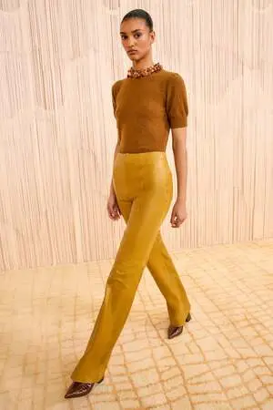 Ulla Johnson Kadin Leather Mid-rise Pants - Willow