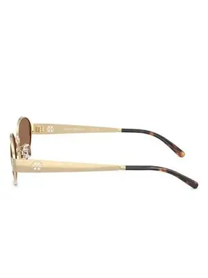Tory Burch Oval-frame Logo Sunglasses - Gold
