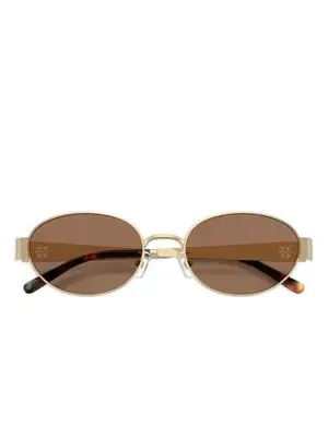 Tory Burch Oval-frame Logo Sunglasses - Gold