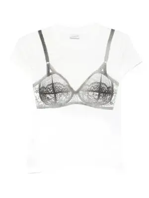 Vaquera Bra Trompe L'oeil Cotton T-shirt - White