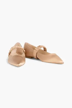 STUART WEITZMAN Maxine Satin Point-toe Flats