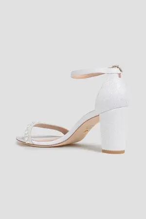 STUART WEITZMAN Embellished Glittered Satin Sandals
