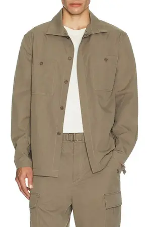 Simkhai Sean Shirt Jacket In Olive - Faded Olive