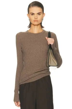 Helmut Lang Open Back Ribbed Top - Light Brown Melange