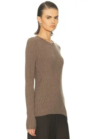 Helmut Lang Open Back Ribbed Top - Light Brown Melange