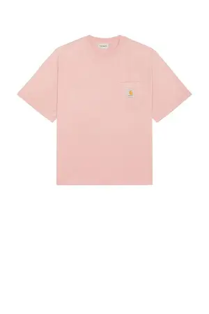 Carhartt Work In Progress Carhartt Wip Hudson Pocket T-shirt In Pink Chalk Wash Daphne
