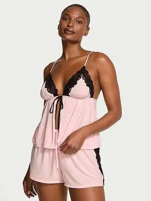 Victoria's Secret Modal Soft Lace-trim Flyaway Cami Set - Pink