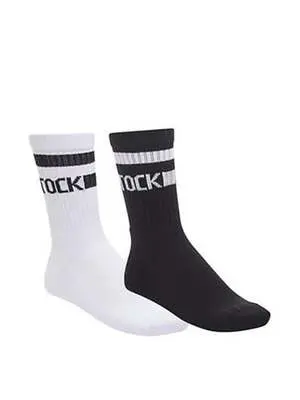 Pink Cotton Stripe Crew Socks - Black