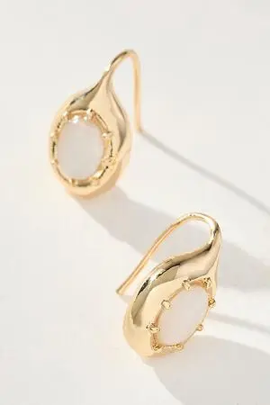 Anthropologie Crystal Fishhook Earrings - Cream