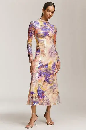 Bhldn Sequin Mock-neck Maxi Dress