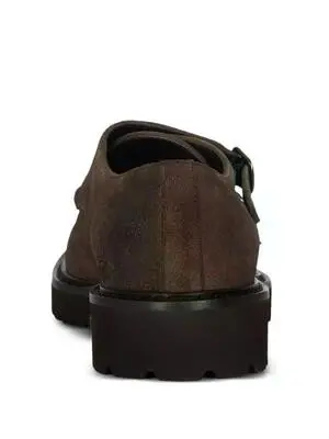 DOUCAL'S Double-buckle Suede Monk Shoes - Brown