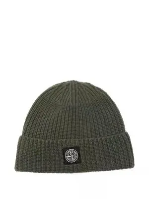 Stone Island Ribbed-knit Beanie With Logo Patch - Green