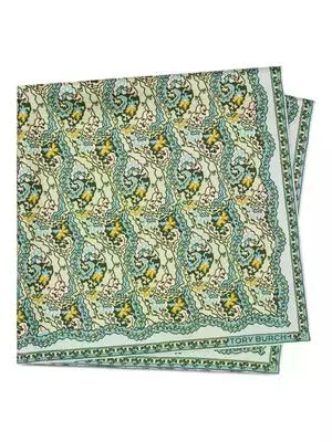 Tory Burch Dream Paisley-pattern Square Scarf - Green