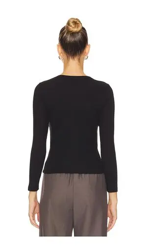 LESET Slim Fit Long Sleeve Ribbed Jersey Top - Black