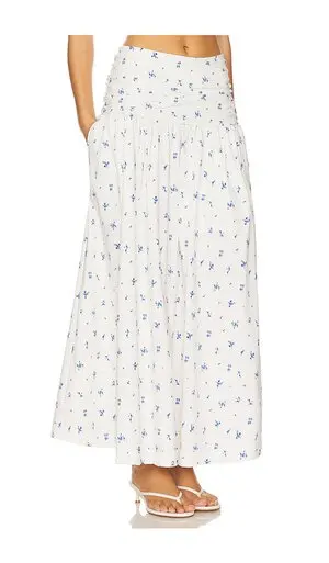 WeWoreWhat Ruched Waist Midi Skirt