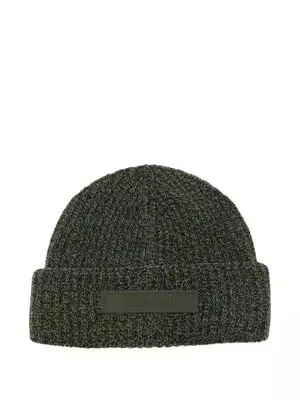 Moncler Logo-patch Ribbed-knit Beanie - Green