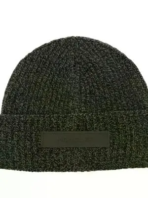 Moncler Logo-patch Ribbed-knit Beanie - Green