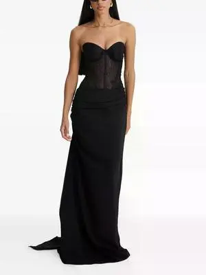 MOOS STUDIO Lunar Lace Panelled Draped Maxi Dress