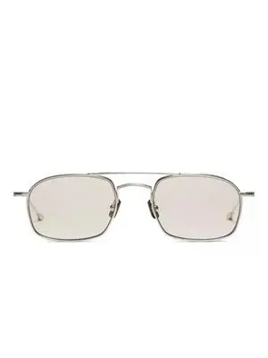 PETER AND MAY Double-bridge Rectangle Sunglasses - Silver