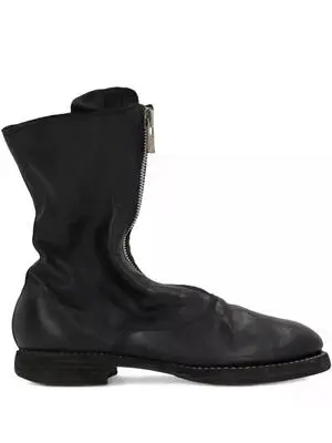 Guidi Zip-front Round-toe Boots - Black