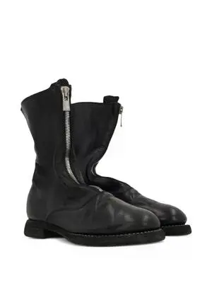 Guidi Zip-front Round-toe Boots - Black