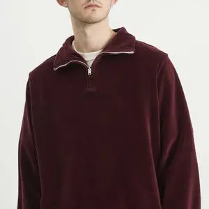 LES TIEN Velour Branded Half Zip Pullover