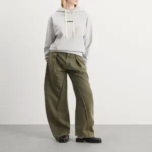 JIL SANDER Printed Cotton Jersey Hoodie - Grey