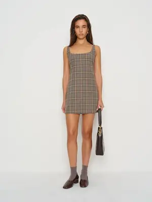 REFORMATION Elinda Mini Dress - Cafe Plaid