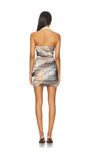 AFRM Bonnie Ruched Halterneck Mini Dress