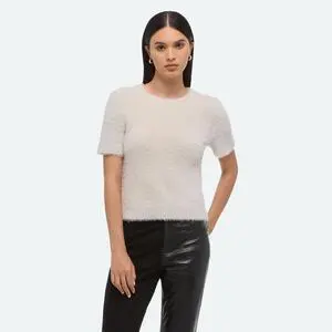 Helmut Lang Cropped Sweater Tee - Ivory