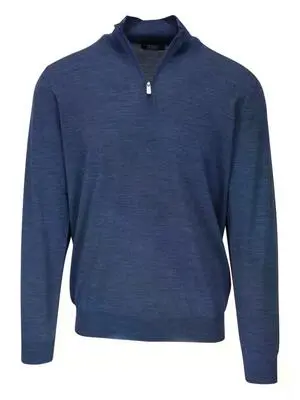 Fedeli Half-zip Wool Sweater - Blue