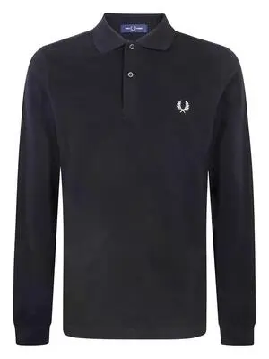 Fred Perry Embroidered Long-sleeve Polo Shirt - Black